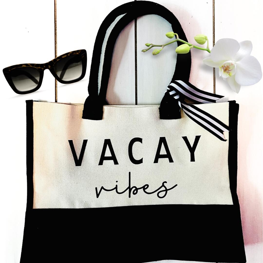 Vacay Vibes Tote Bag/beach Bag/beach Tote/travel Bag/vacation Bag ...