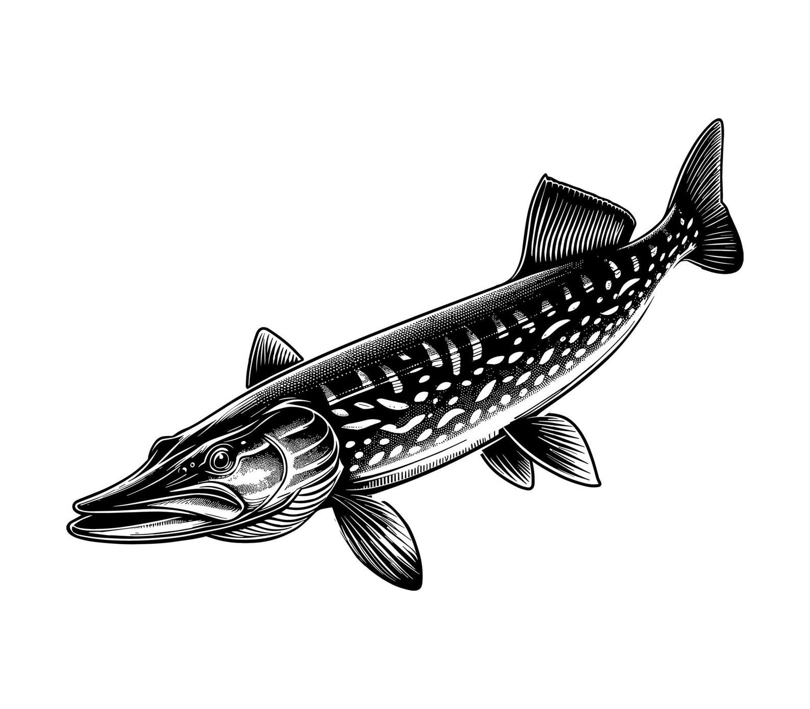 Northern Pike Svg, Carnivorous Freshwater Fish Svg, Realistic Fish ...