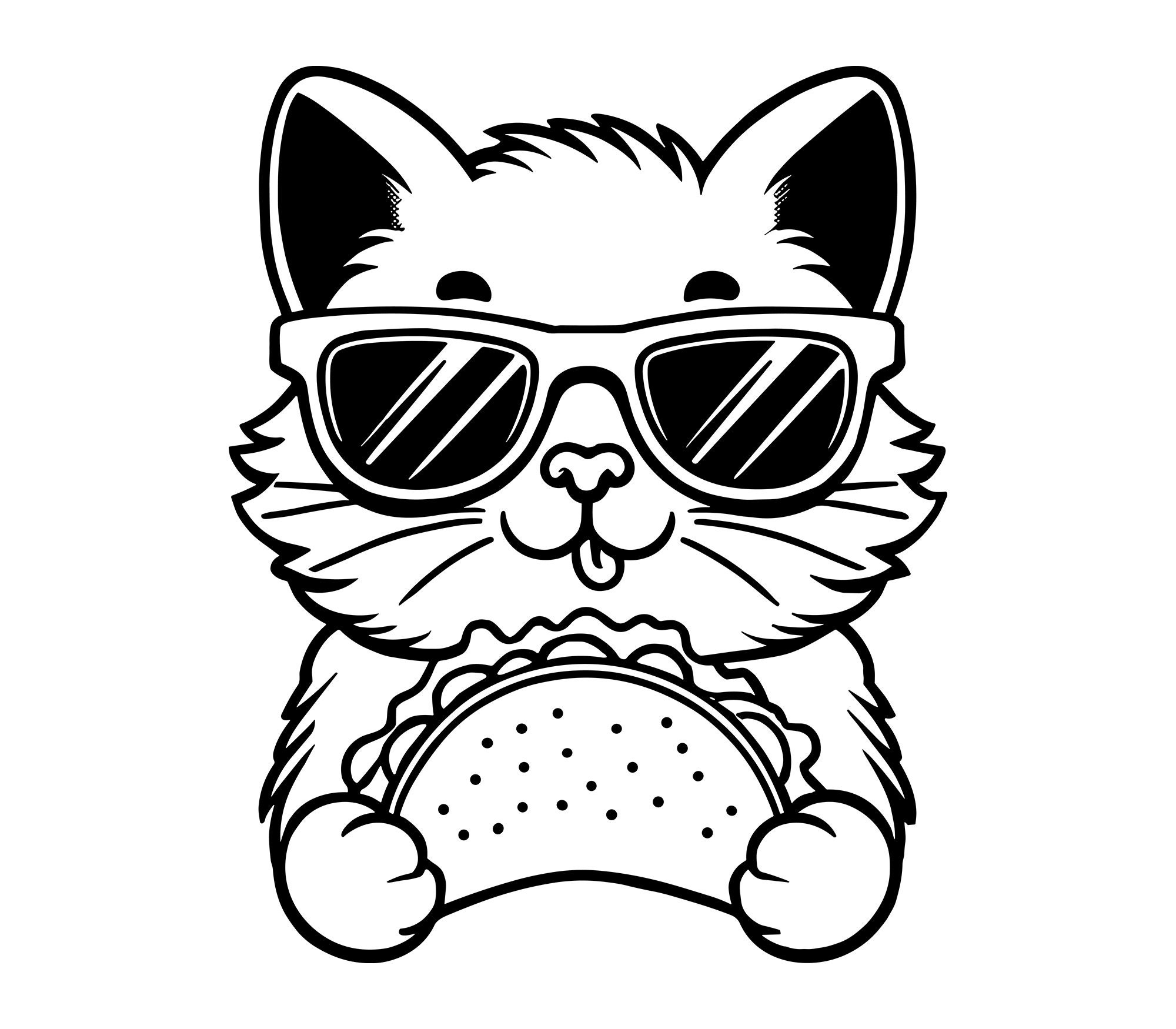 Cat Eating Taco Svg, Cat With Sunglasses Svg, Png, Eps Vector Files - Etsy