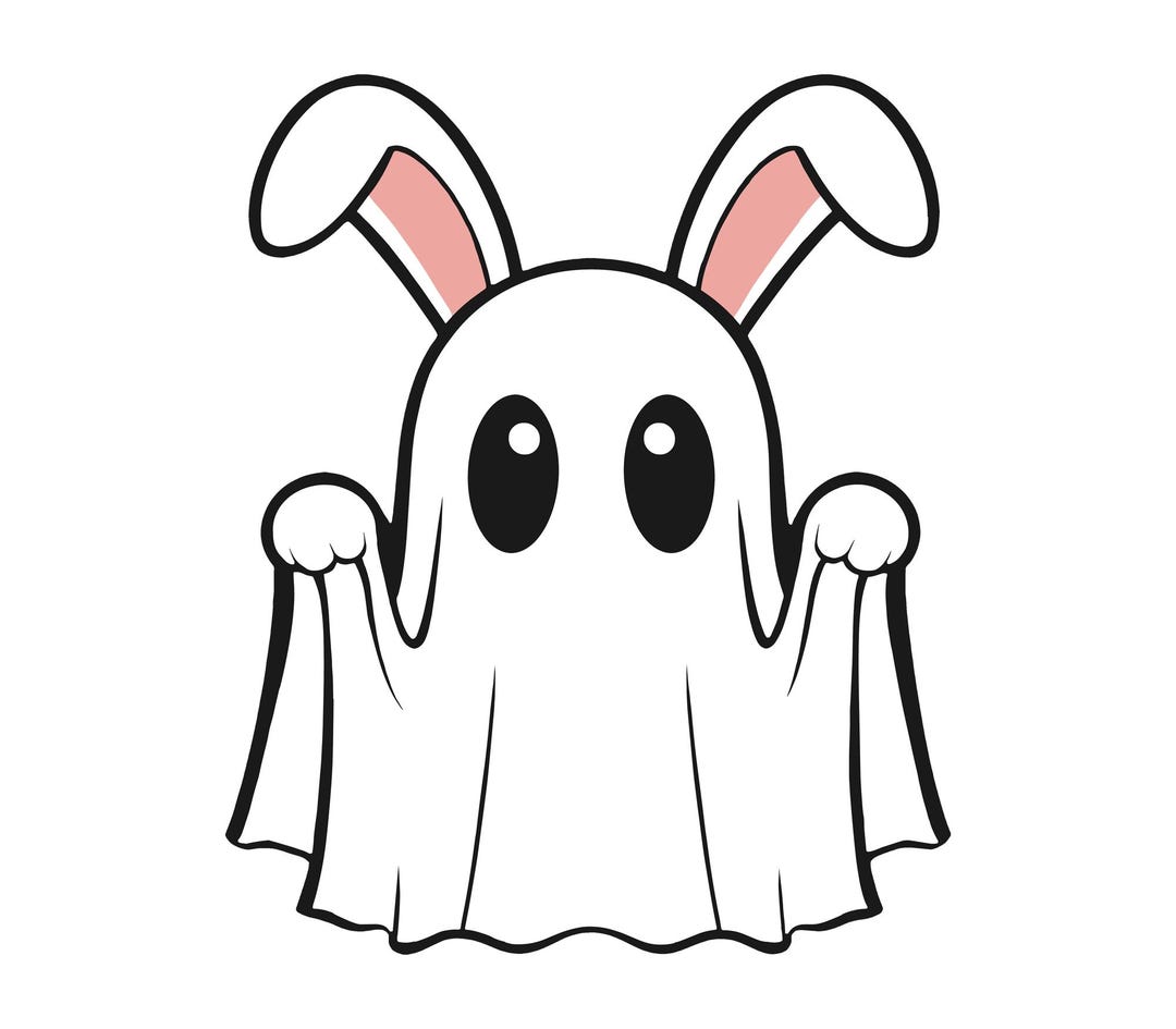 Ghost Rabbit Svg, Bunny Ghost Svg, Cute Ghost With Rabbit Ears Svg, Png ...