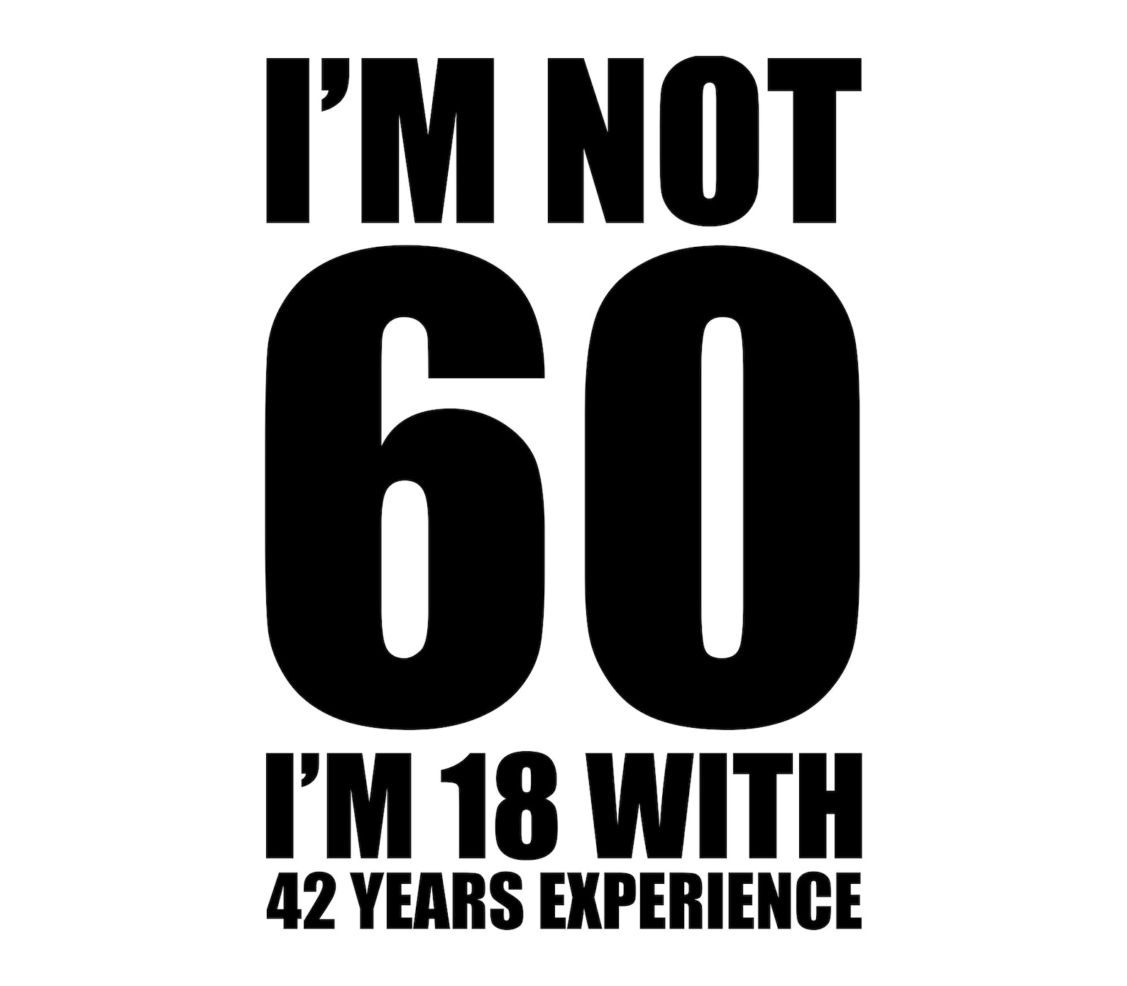 I Am Not 60, I'm 18 With 42 Years Experience, Funny 60th Birthday Svg ...