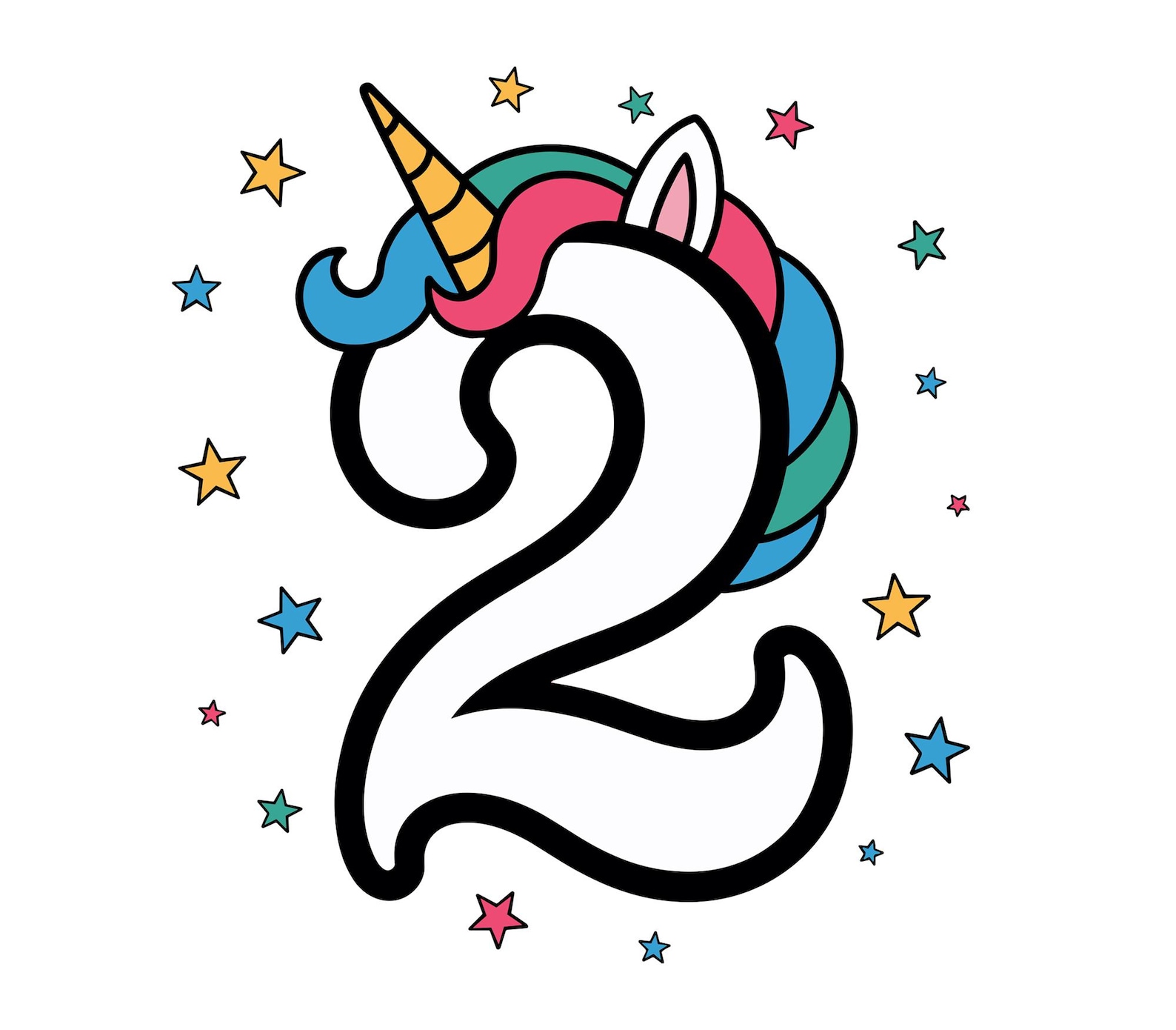 Unicorn 2nd Birthday Svg, Turning 2 Years Old Svg, Png for Printing - Etsy