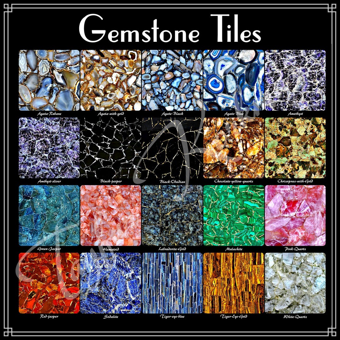 2 Pcs Ready to Print Gemstone Tiles Poster, Instant Digital Download ...