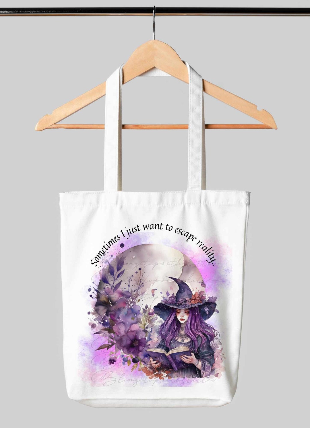 Purple Floral Moon Witch Spellbook Digital Design Printable Download ...