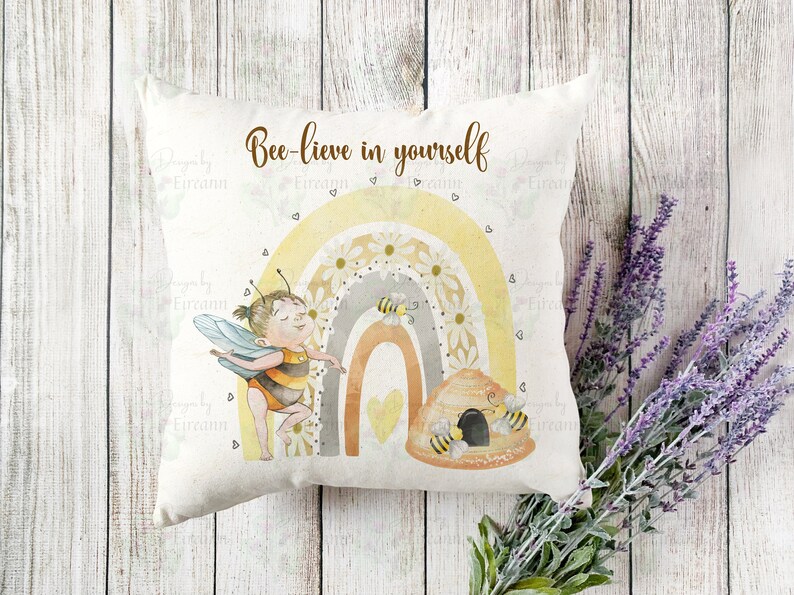 Bee-lieve in Yourself Bumble Bee Baby Rainbow Beehive Cute Digital ...
