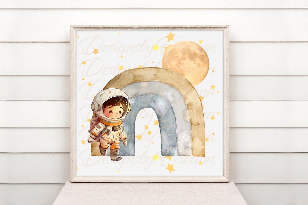 Little Spaceman Love to Moon Cute Boy Design Digital Print Download Png ...