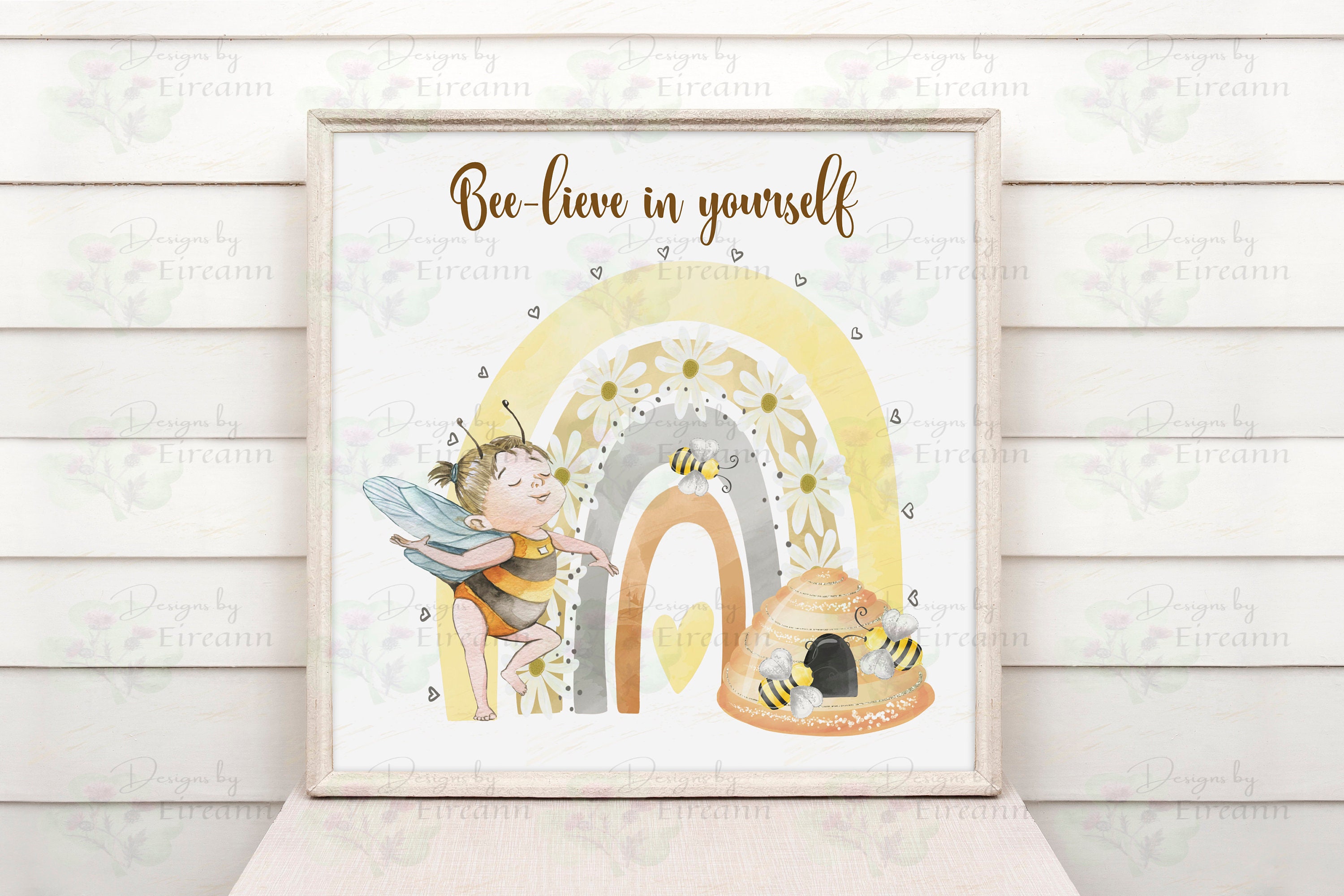 Bee-lieve in Yourself Bumble Bee Baby Rainbow Beehive Cute Digital ...