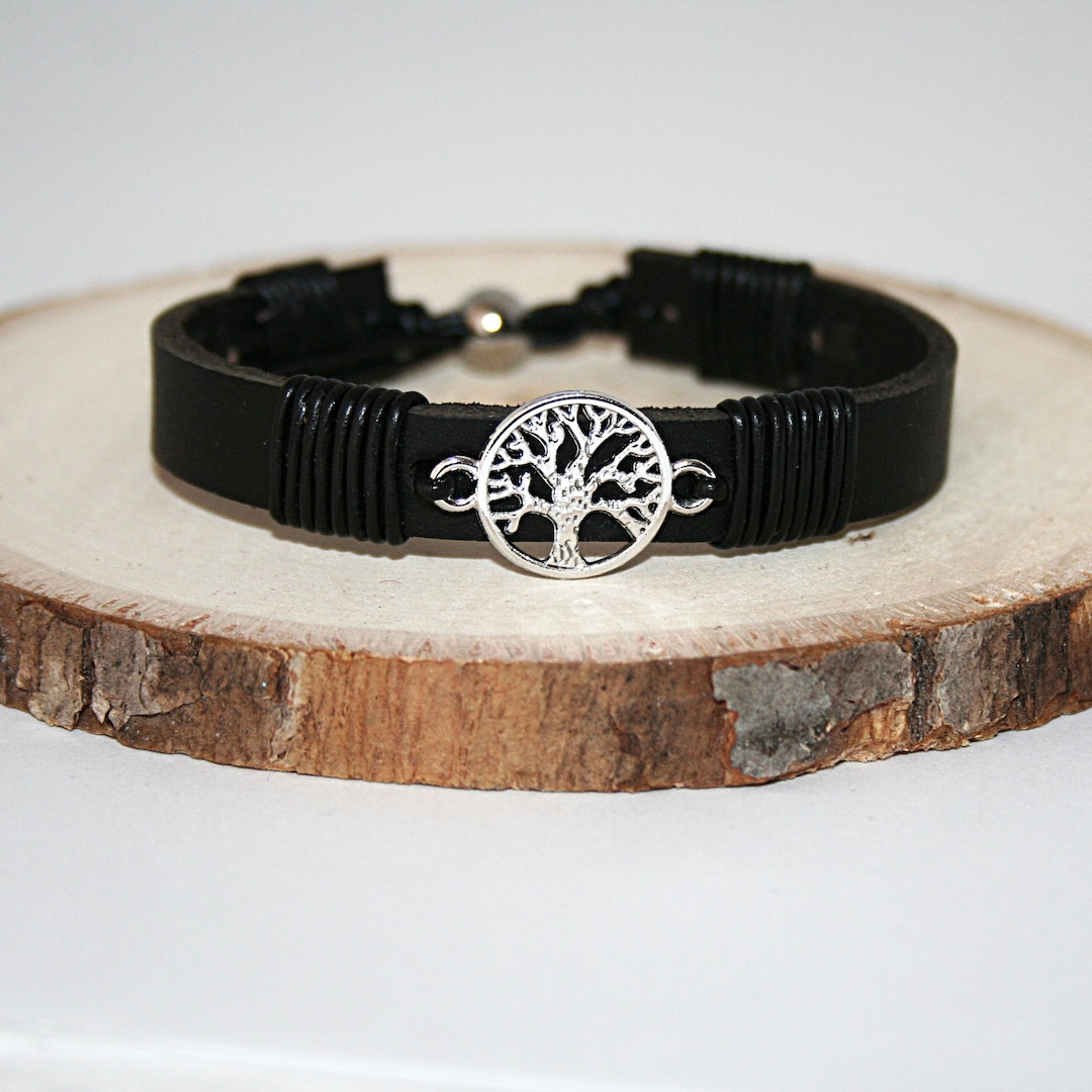 Leather Bracelet With Tree of Life / Friendship Bracelet / Tree of Life ...