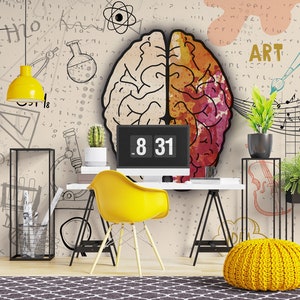 SCIENCE WALLPAPER. Brain Mural. Boho Wallpaper. Brain Wall Art Mural ...