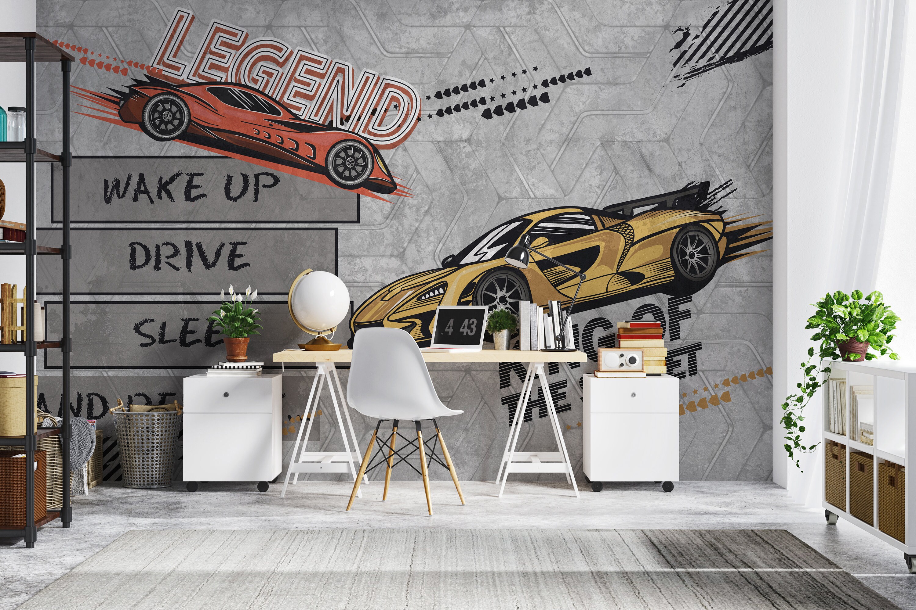CAR THEMED WALLPAPER Car Lover's Room Decor Garage Wall Mural ...