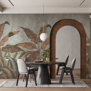 MODERN LEAF WALLPAPER Contemporary Botanical Wall Decor Exotic Leaf ...