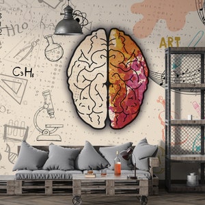SCIENCE WALLPAPER. Brain Mural. Boho Wallpaper. Brain Wall Art Mural ...