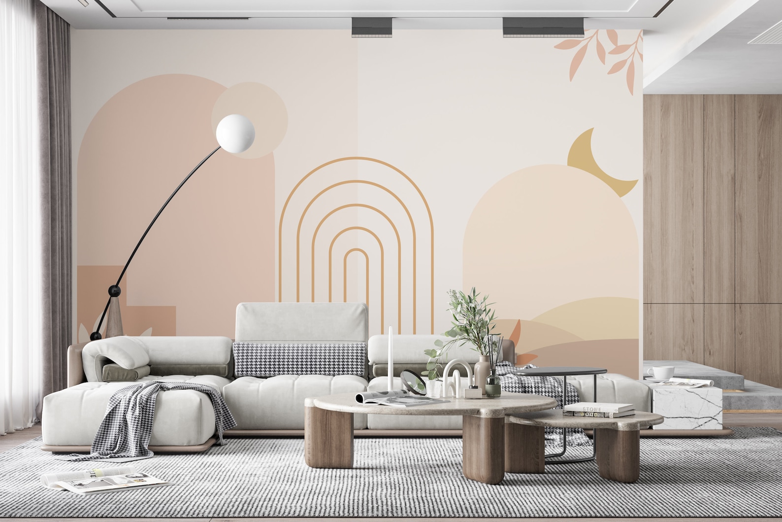 RETRO ARTDECO WALLPAPER. Modern Geometric Mural. Boho Wallpaper. Arches ...