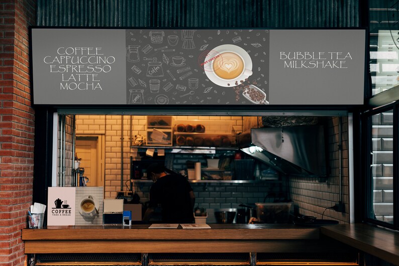 Coffee Shop Wallpaper: Retro Cafe Mural, Customizable Design - Etsy