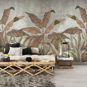 MODERN LEAF WALLPAPER Contemporary Botanical Wall Decor Exotic Leaf ...