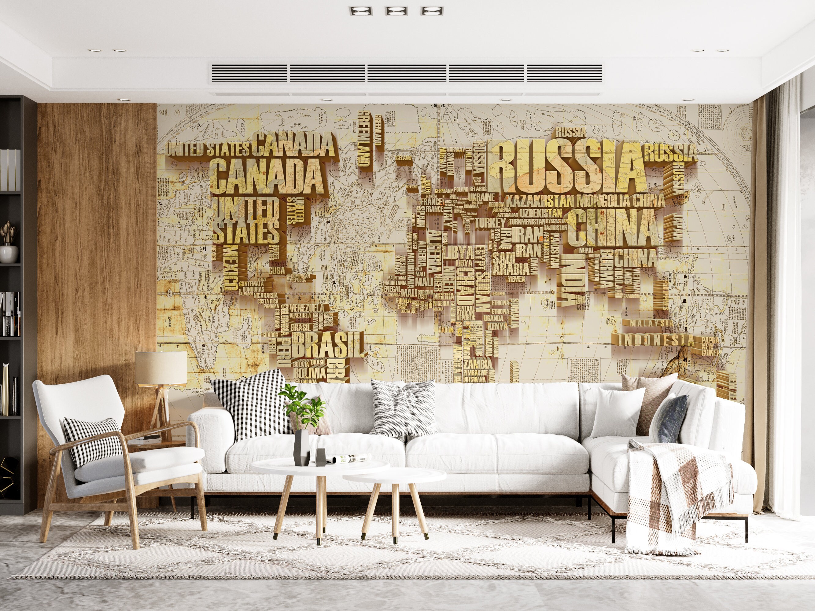 World Map Wallpaper Mural: Modern Office Wallcovering - Etsy