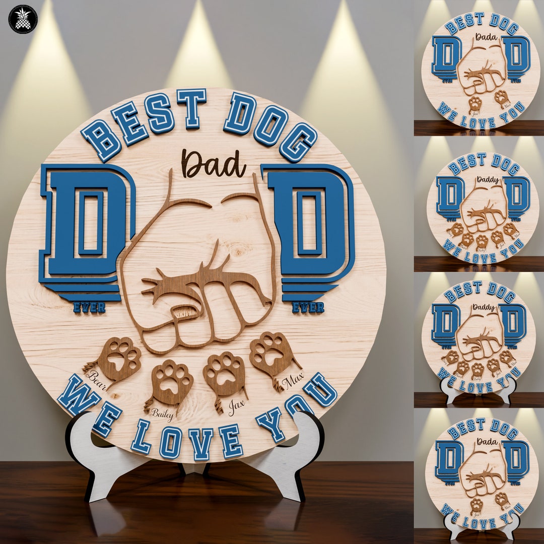 Photo Upload Best Dog Dad Ever Shirt With Custom Dog Names And Paw ...