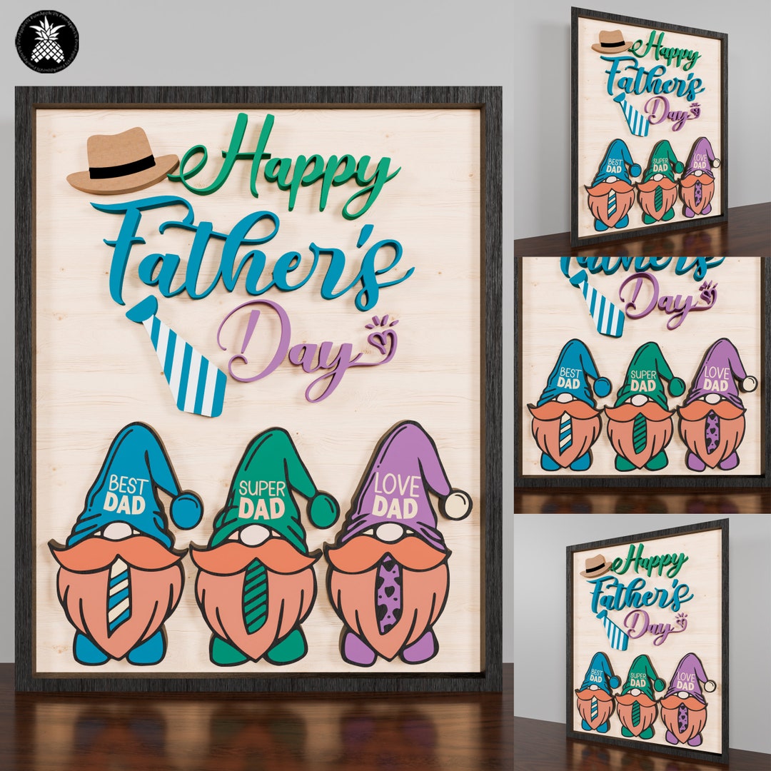Laser Cut SVG, Happy Father's Day Gnome Sign Svg, Fathers Day Sign, Dad ...
