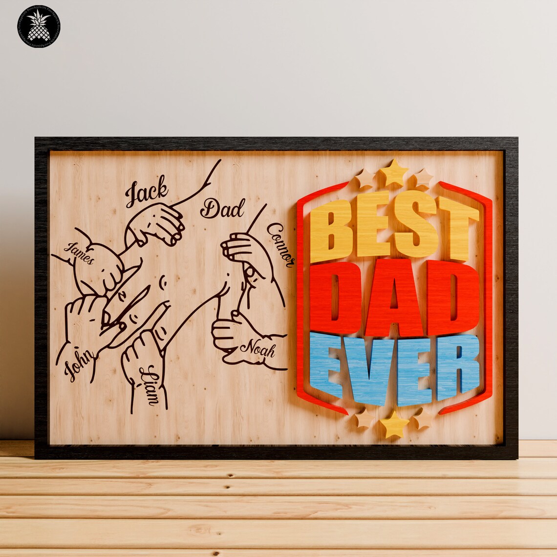 Laser Cut SVG, Personalized Best Dad Ever Hand Sign Svg, Fathers Day ...