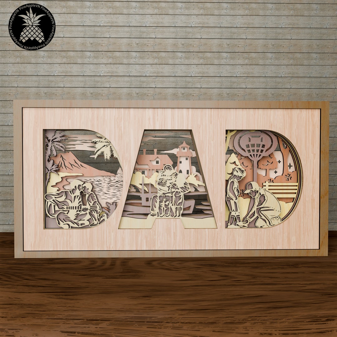 Dad and Son Multilayer Standing Art Svg, Happy Father Day Svg, Dad and ...