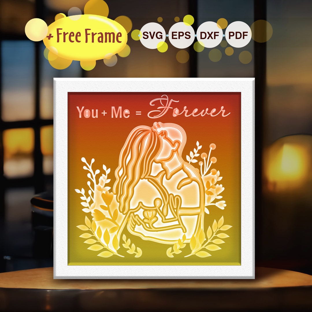 Couple Box Template Paper Cut Svg, Kissing Couple Light Box, Romantic ...