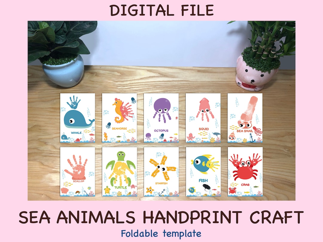Sea Animals Handprint Craft , My Handprint Coloring Book, DIY Craft for ...