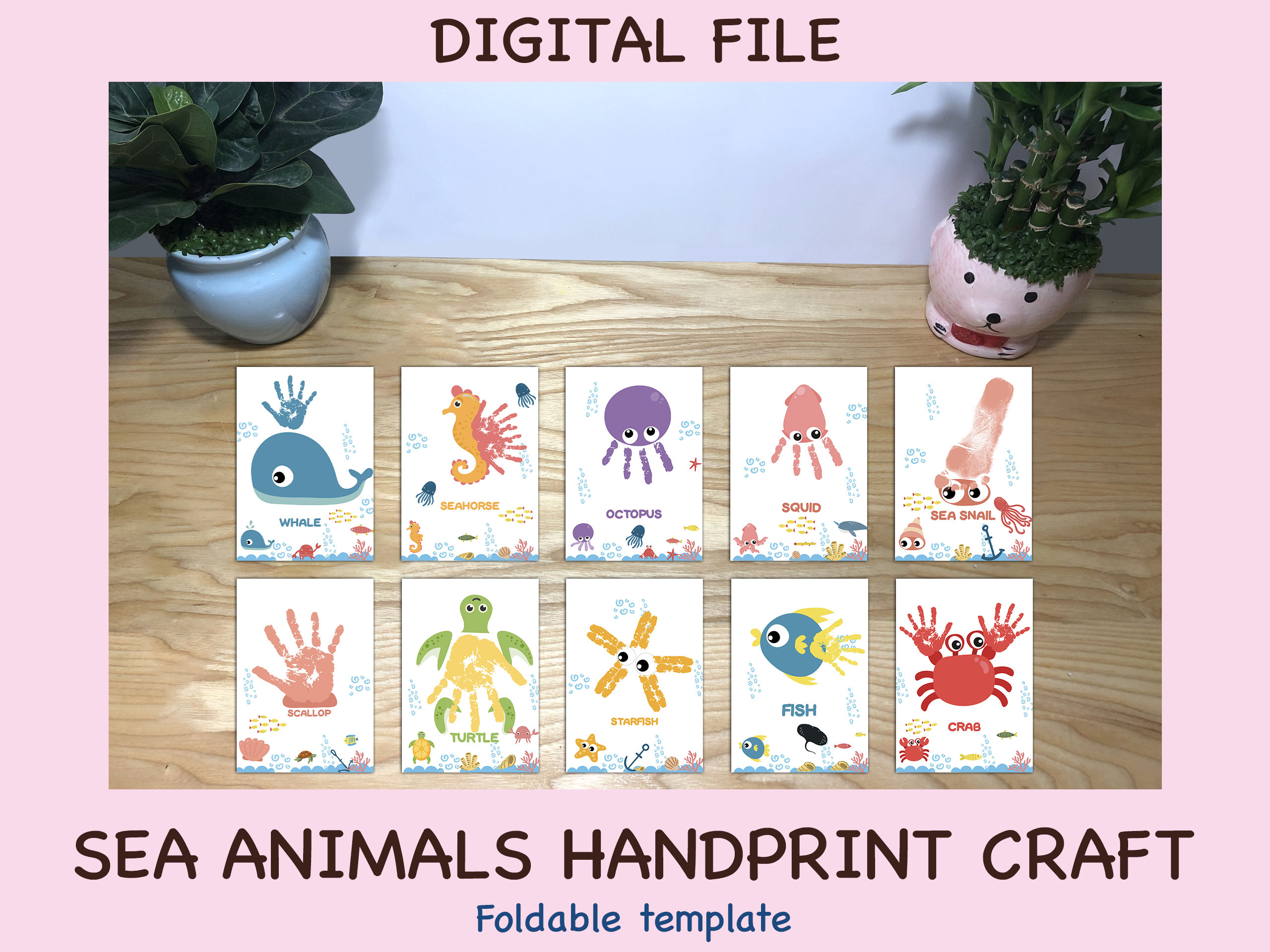 Sea Animals Handprint Craft , My Handprint Coloring Book, DIY Craft for ...