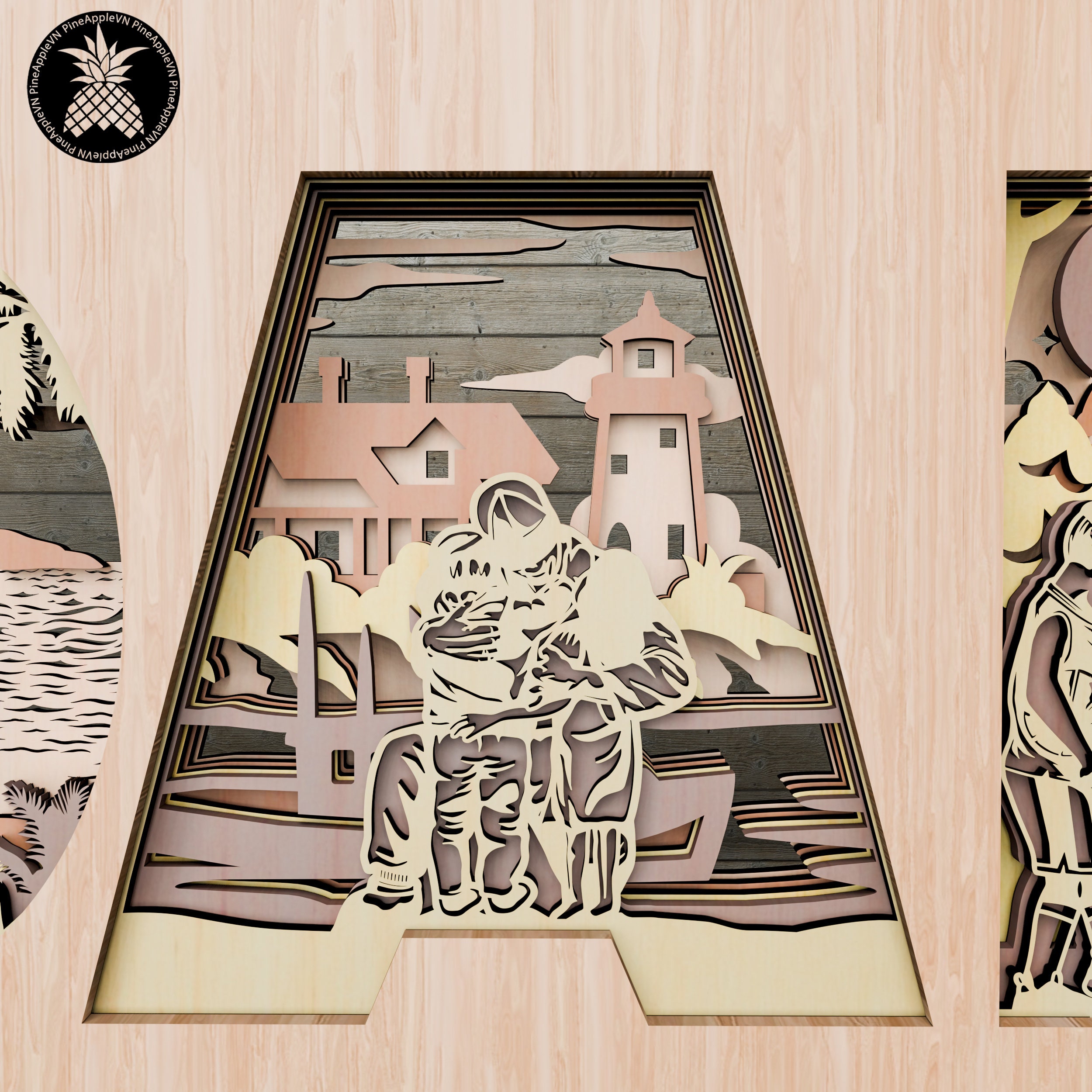 Dad and Son Multilayer Standing Art Svg, Happy Father Day Svg, Dad and ...