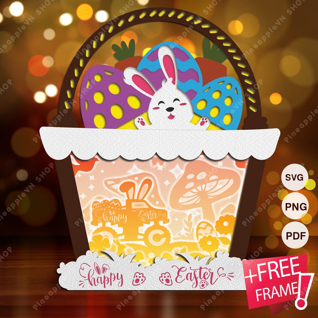 Happy Easter Light Box Svg, Truck Easter Shadow Box, Easter Svg,truck ...