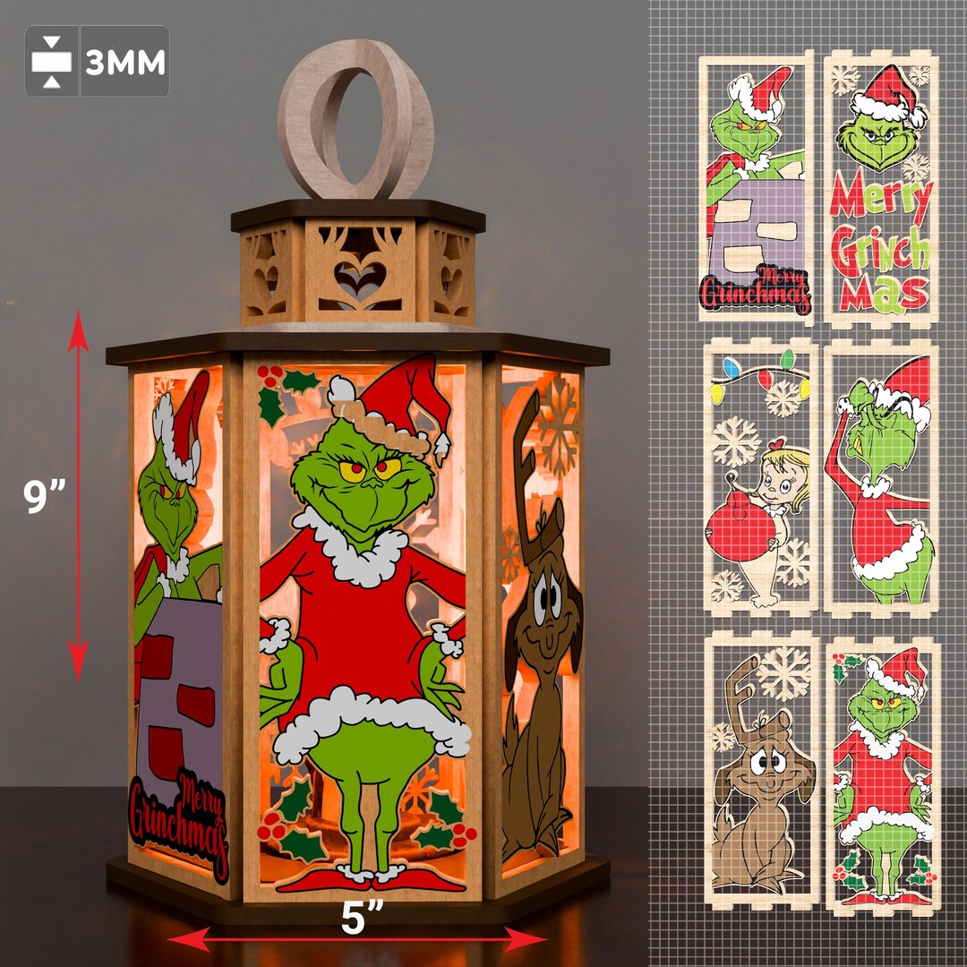 Christmas Cartoon Characters Lantern Laser Cut File Svg,christmas ...