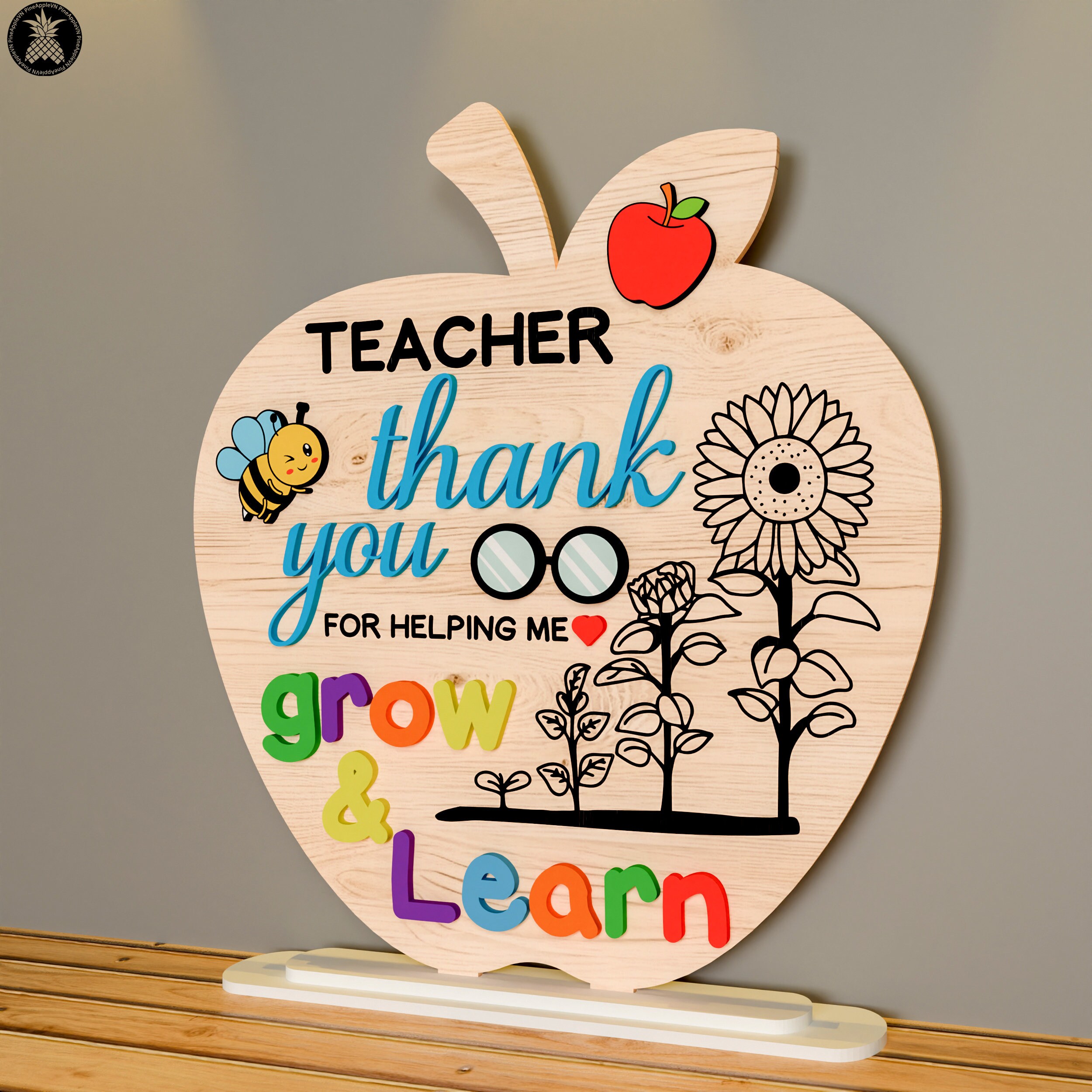Laser Cut SVG, Personalized Teacher Heart Sign Svg, Apple Teacher Sign ...