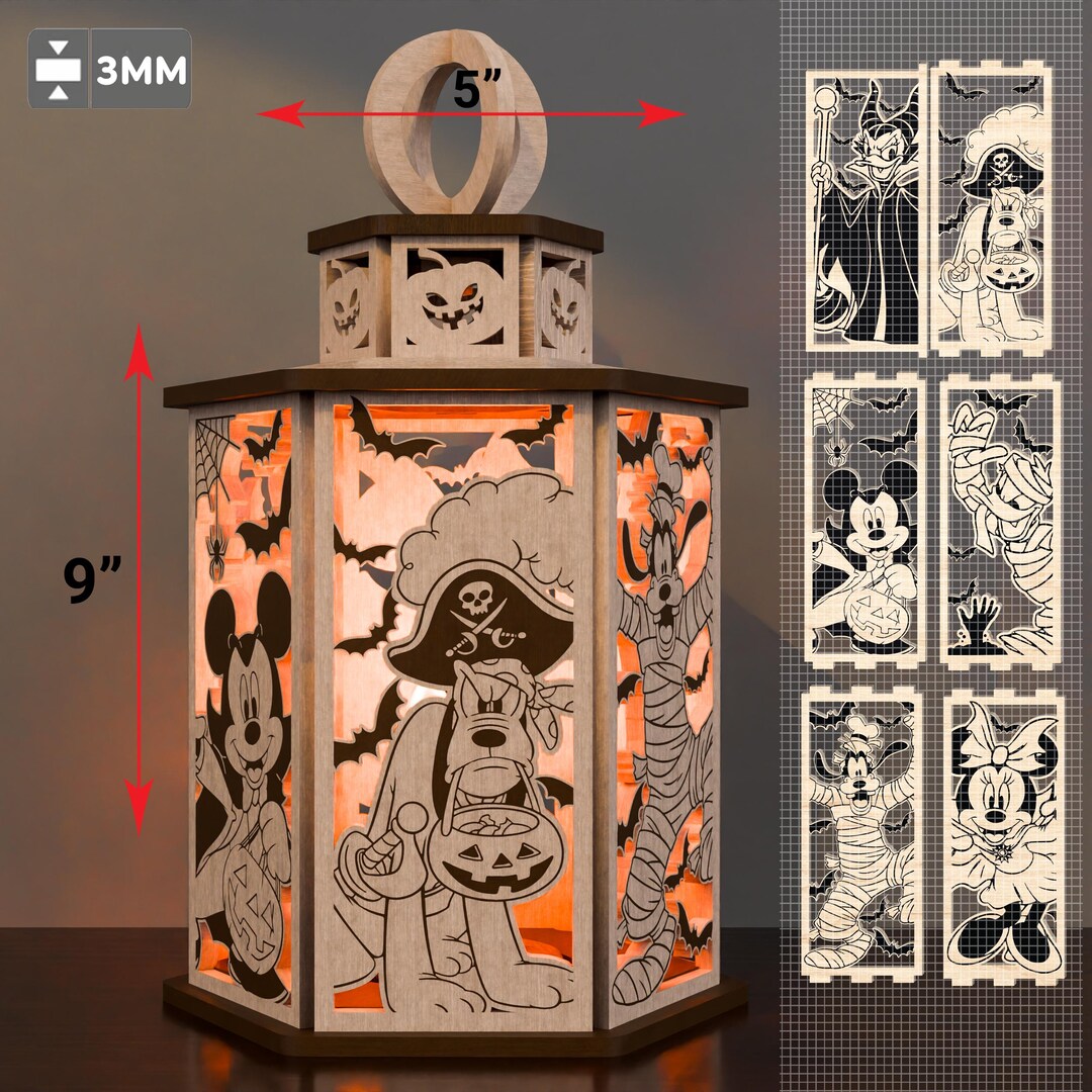 Halloween Mouse Lantern Laser Cut File Svg, Halloween Lantern, Mouse ...