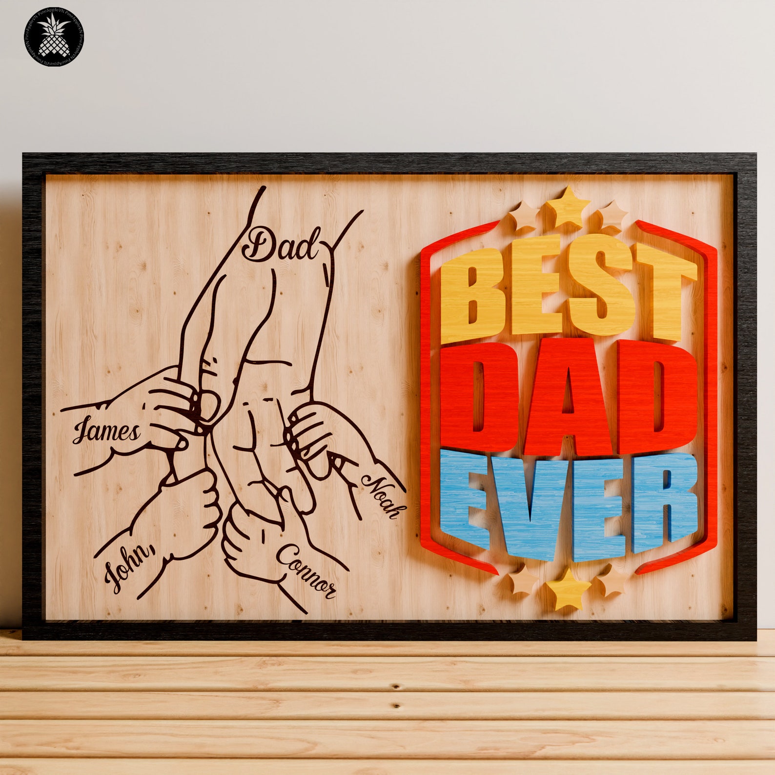 Laser Cut SVG, Personalized Best Dad Ever Hand Sign Svg, Fathers Day ...