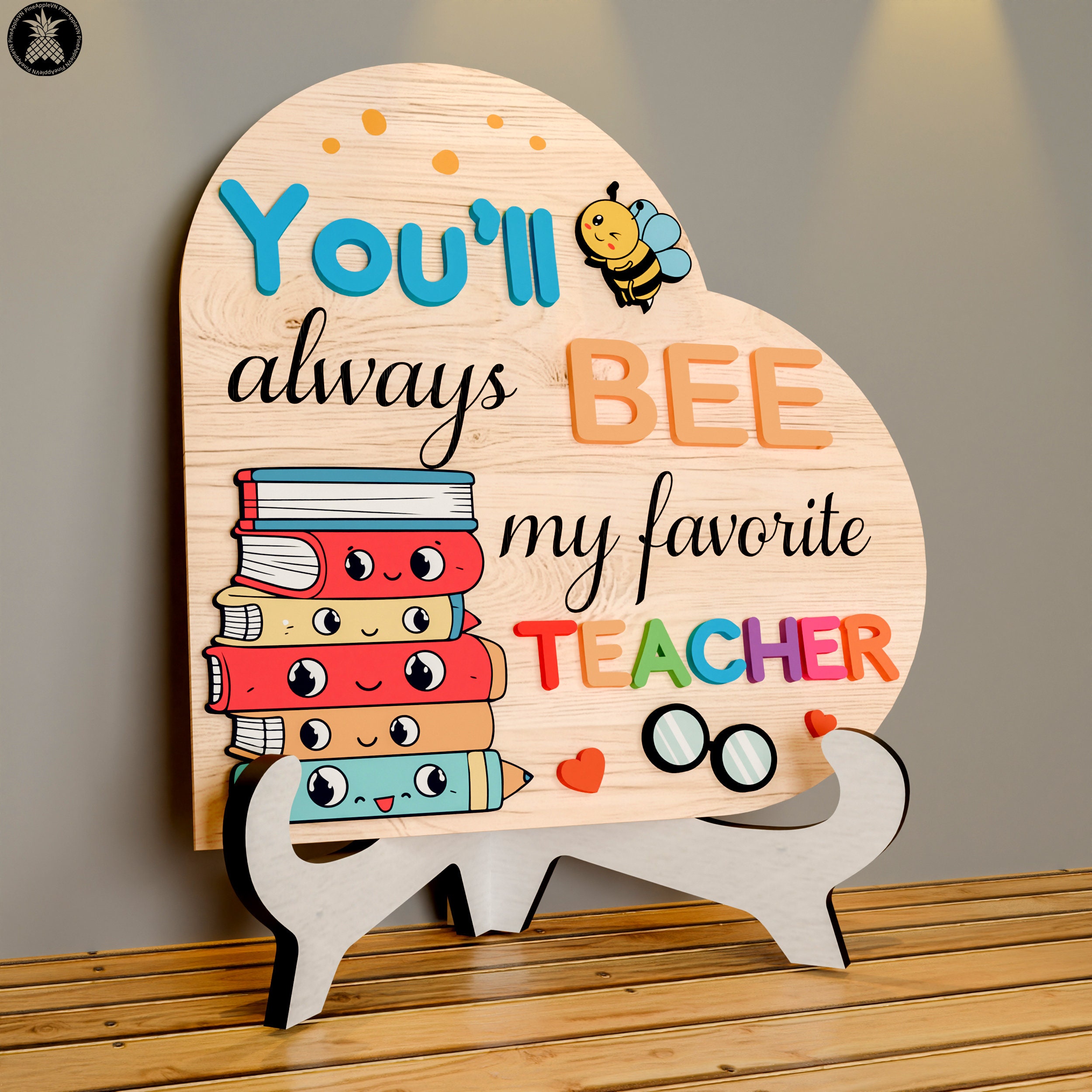 Laser Cut SVG, Personalized Teacher Heart Sign Svg, Apple Teacher Sign ...