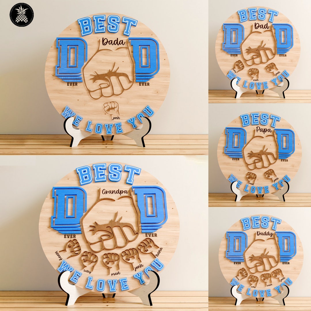 Laser Cut SVG, Personalized Best Dad Ever Sign Svg, Fathers Day Sign ...