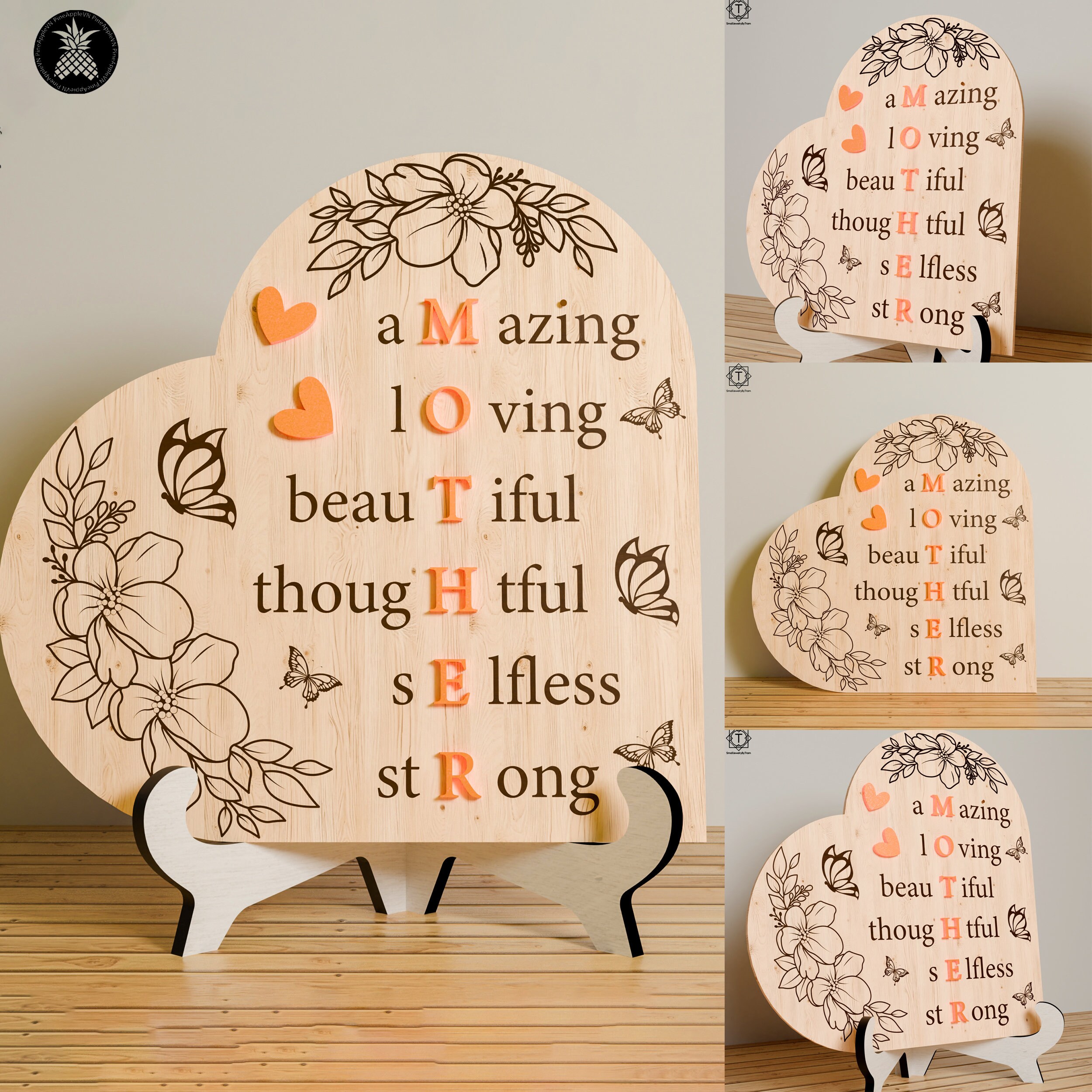 Laser Cut Svg Personalized Mothers Day Heart Sign Mothers Day Sign