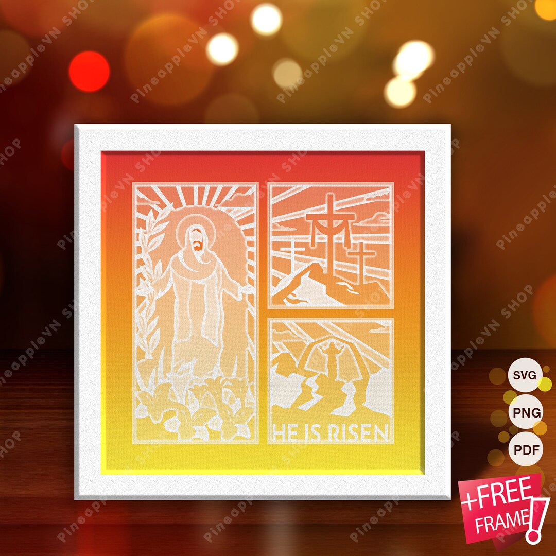 Jesus Risen Light Box Svg, He is Risen Svg, Jesus Risen Svg, Jesus ...