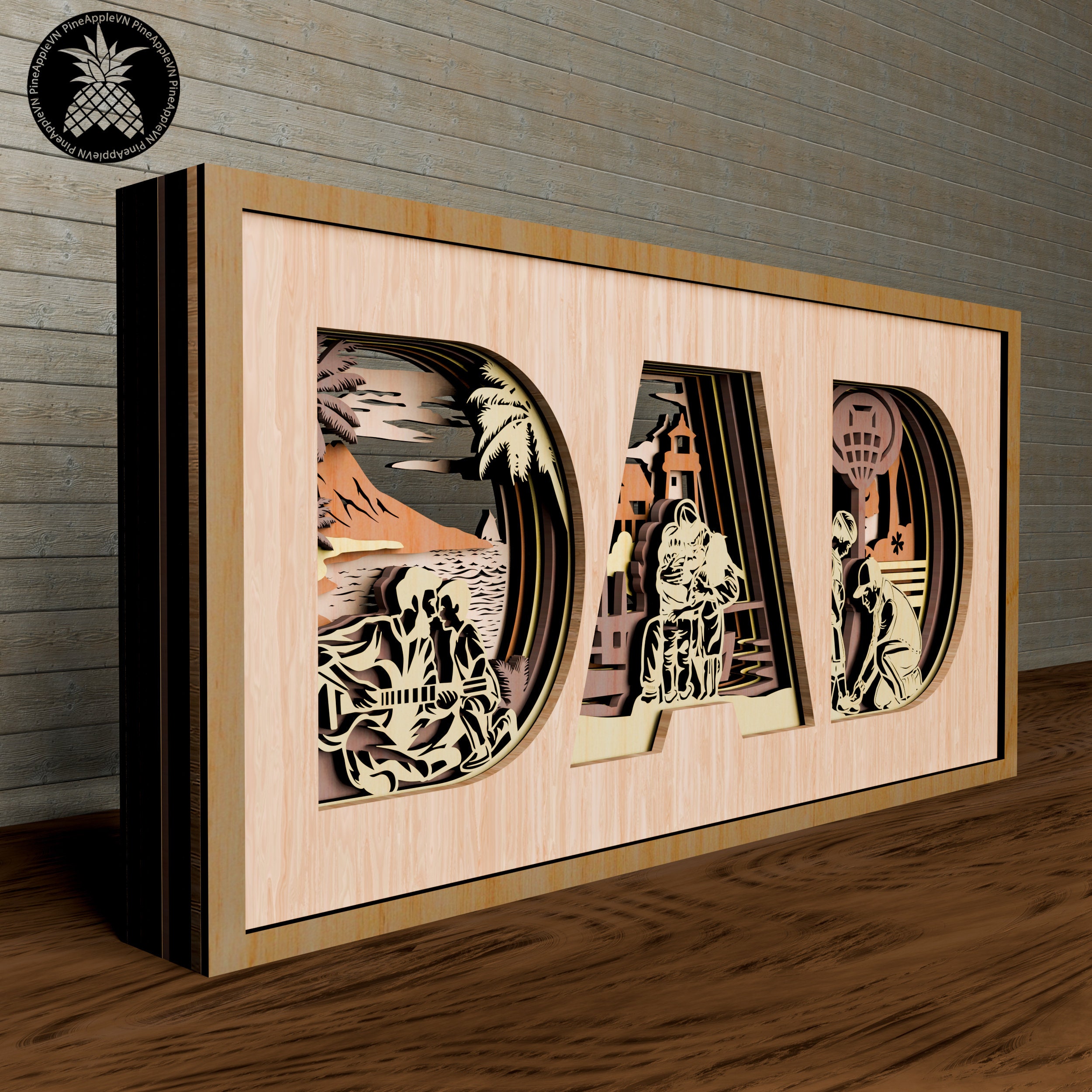 Dad and Son Multilayer Standing Art Svg, Happy Father Day Svg, Dad and ...