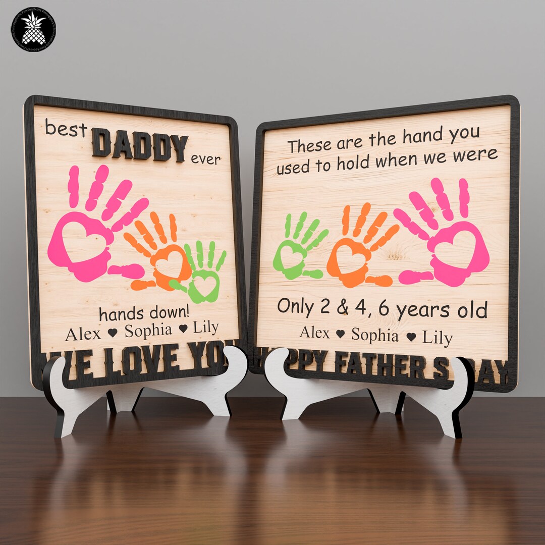 Laser Cut SVG, Personalized Dad's Fingerprints Svg, Fathers Day Sign ...