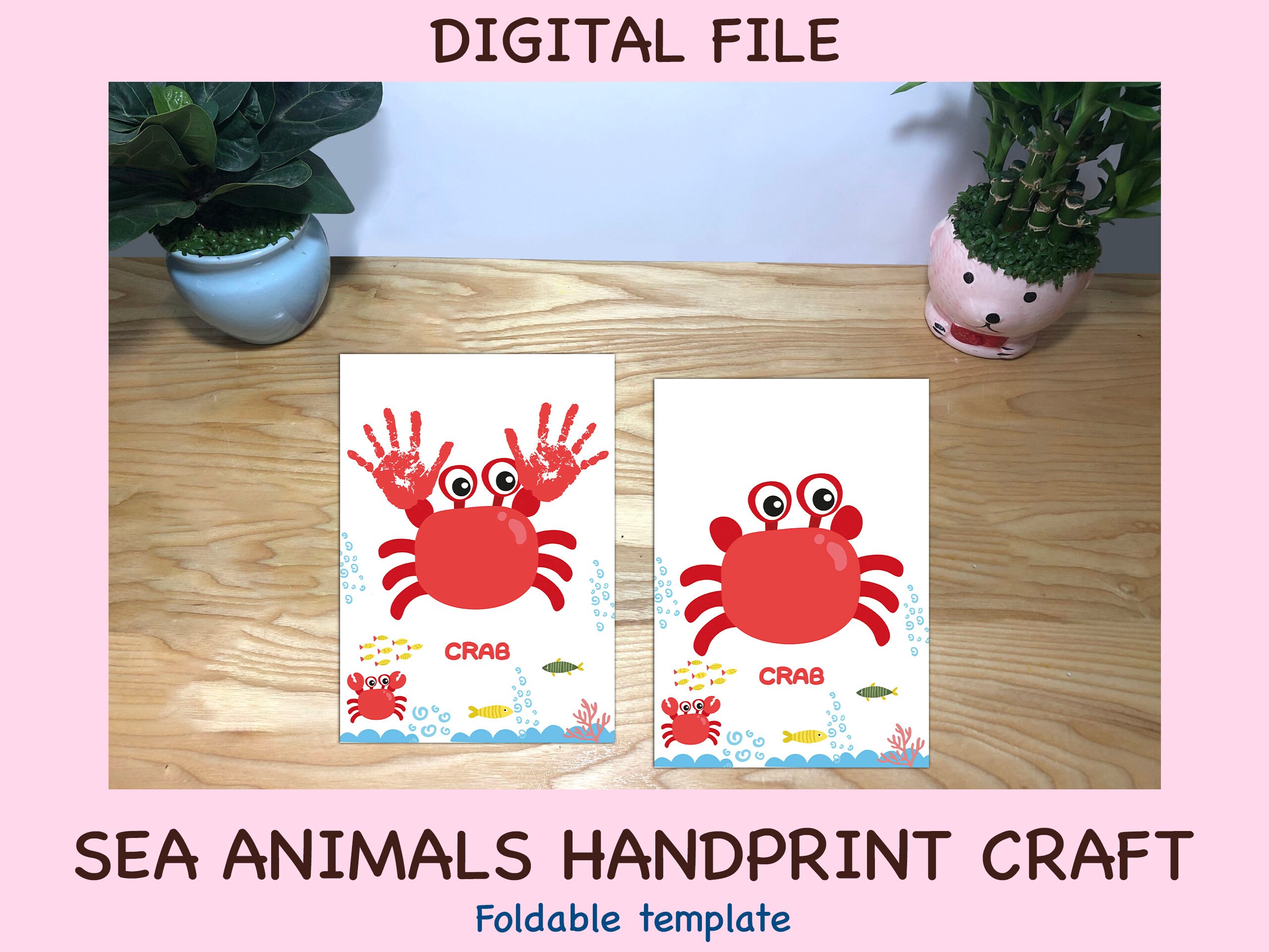 Sea Animals Handprint Craft , My Handprint Coloring Book, DIY Craft for ...