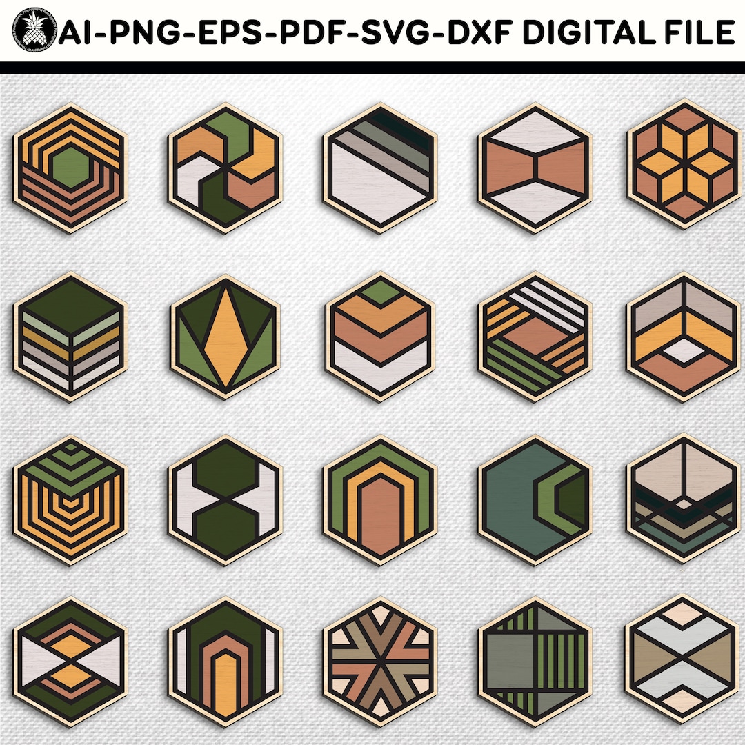 Laser Cut SVG, Hexagon Geometric Studs Earrings Svg, Earring Svg ...
