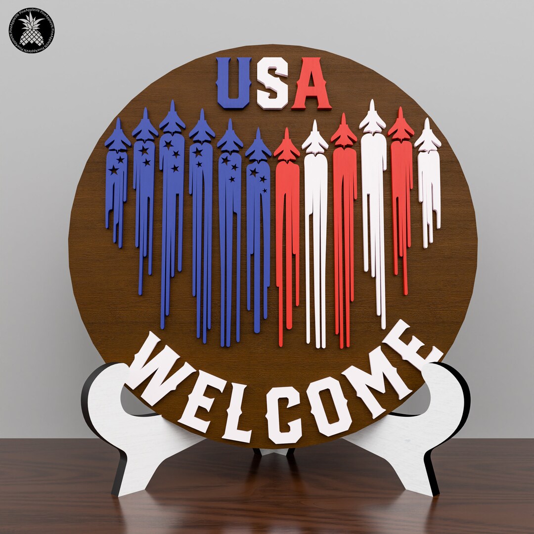 Laser Cut SVG, Fighter Jet Airplane American Flag Sign Svg, Airplane ...