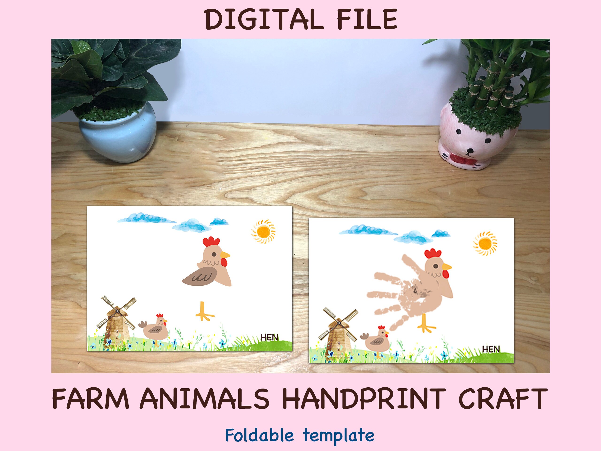 Farm Animals Handprint Art Bundle, Fingerprint Art, Footprint Art Craft ...