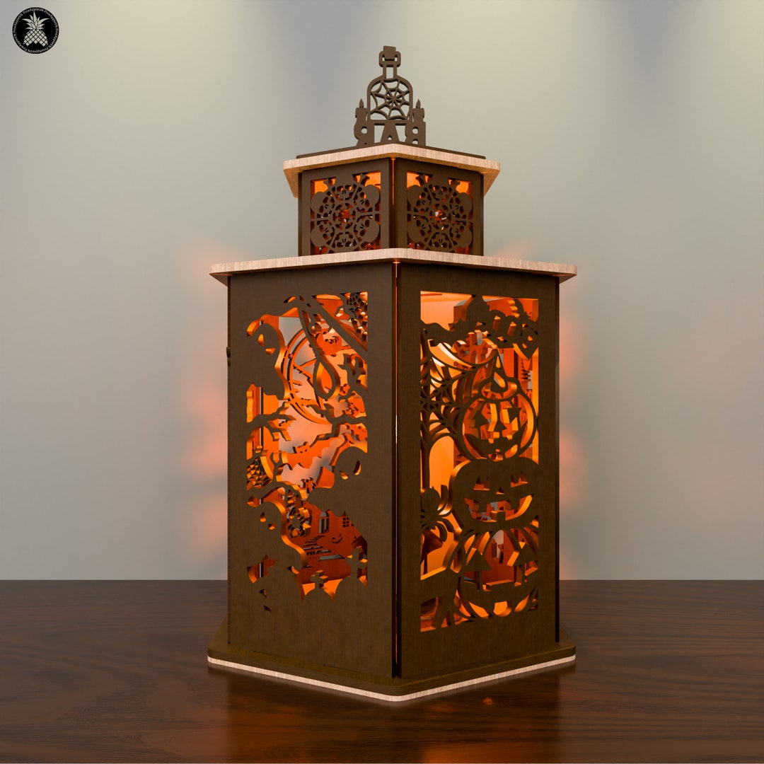 Laser Cut SVG, Halloween Lampcandle Svg, Halloween Lantern Boxes ...