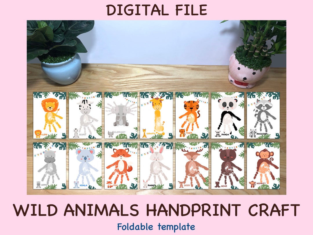 Wild Animals Handprint Craft, Wild Animals Footprint Art, DIY Craft for ...