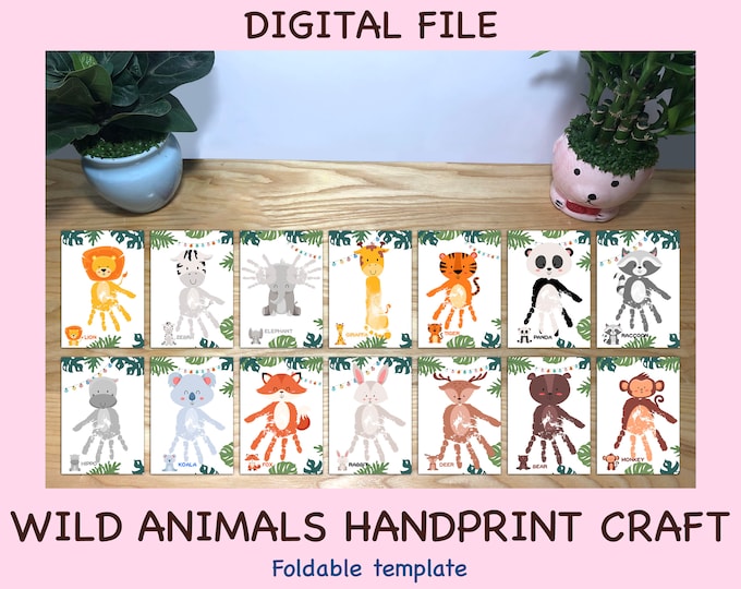 Wild Animals Handprint Craft, Wild Animals Footprint Art, DIY Craft for ...