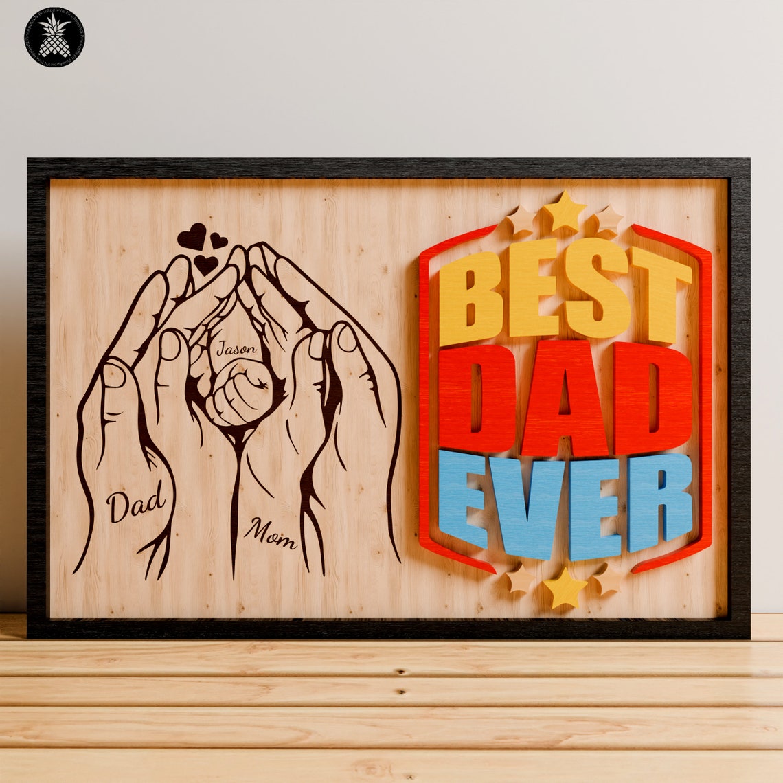 Laser Cut SVG, Personalized Best Dad Ever Hand Sign Svg, Fathers Day ...