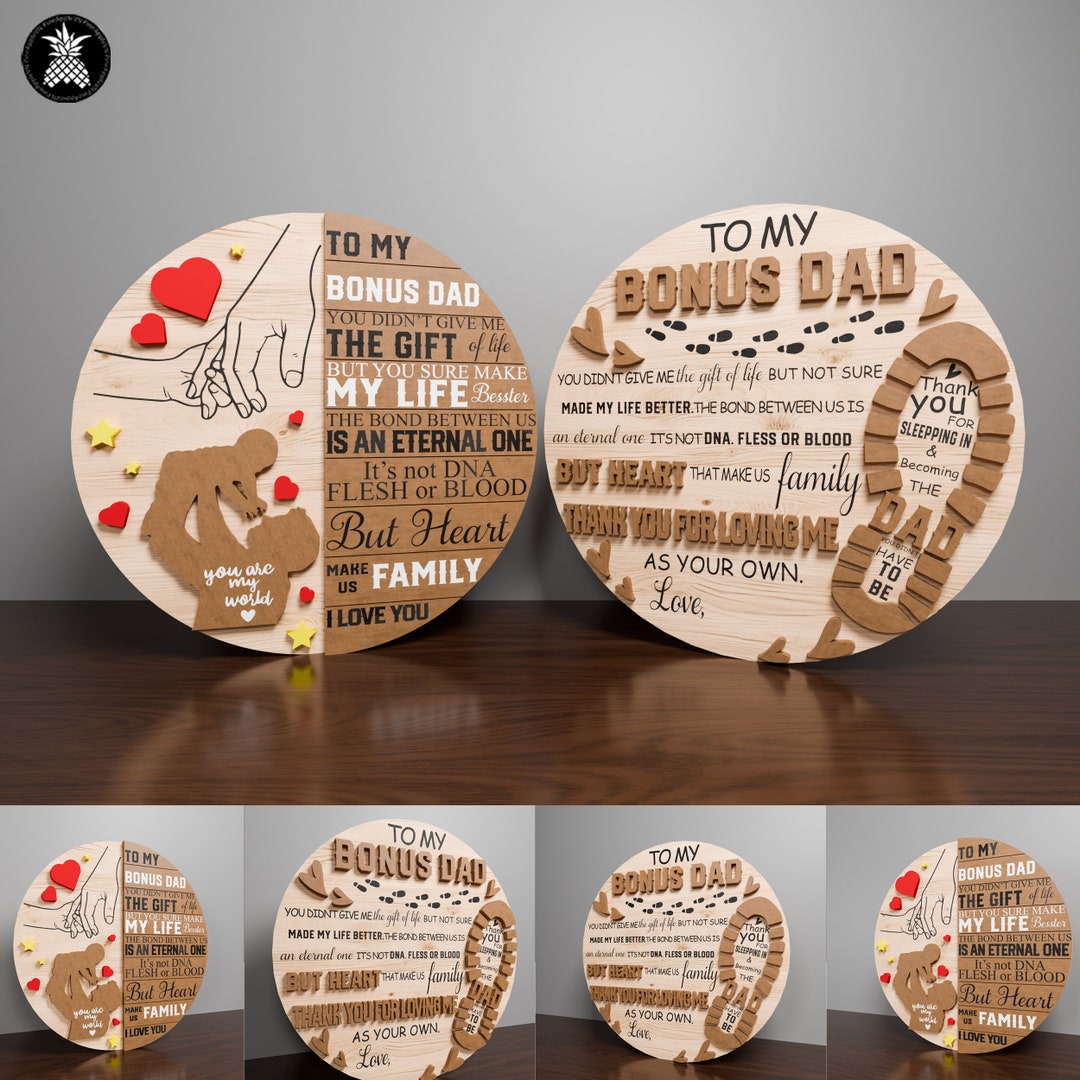 Laser Cut SVG, Personalized to My Bonus Dad Sign Svg, Fathers Day Sign ...