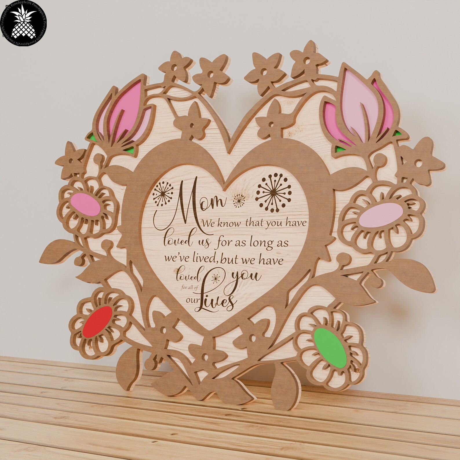 Laser Cut SVG, Mother's Day Flower Heart Sign Svg,mother's Day Sign Svg ...