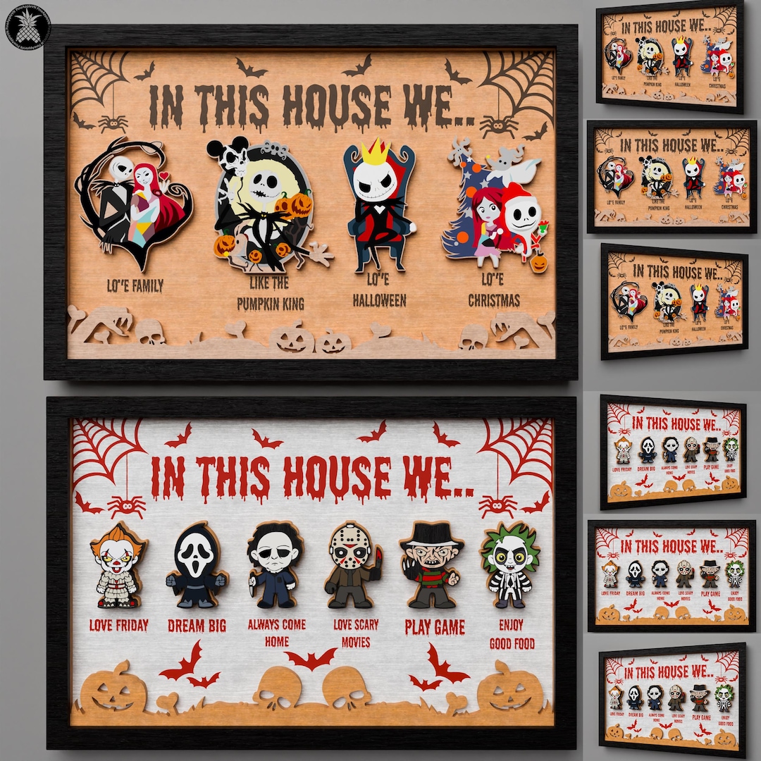 Laser Cut Svg,halloween Horror 3D Wooden Frame Sign Svg,glowforge Laser ...